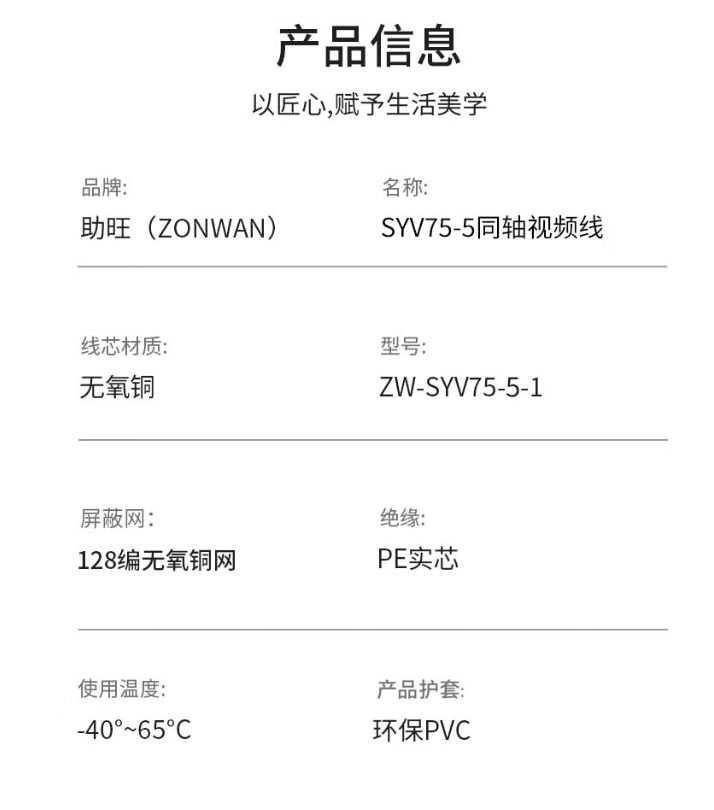助旺（ZONWAN）SYV75-5同轴电缆-海衡直采商城
